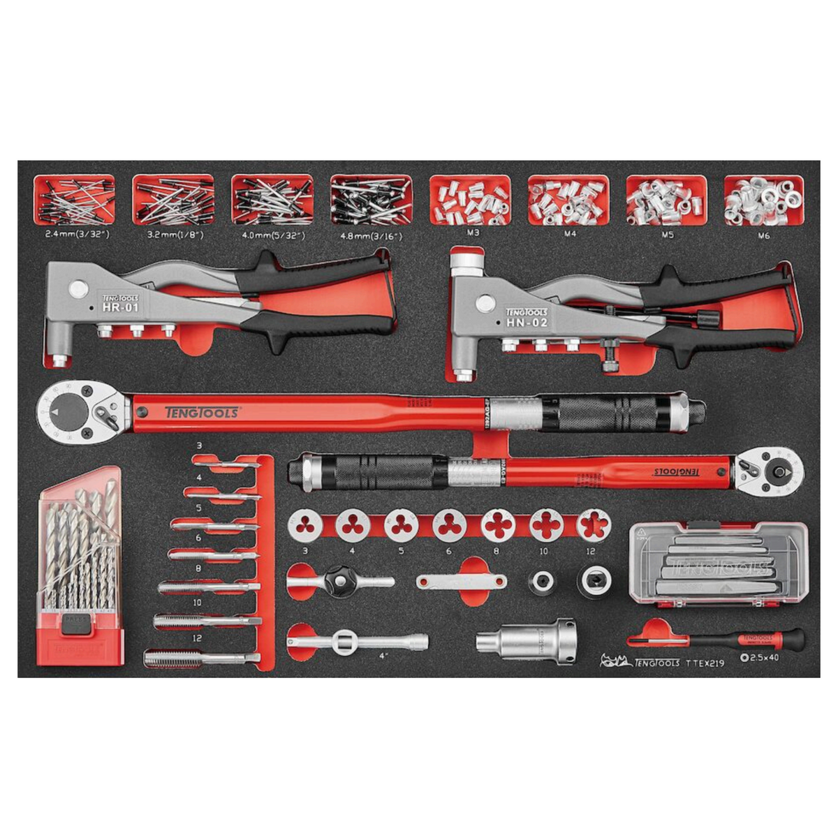 Teng Tools 219 Piece Automotive, Manufacturing & Maintenance EVA Foam ...