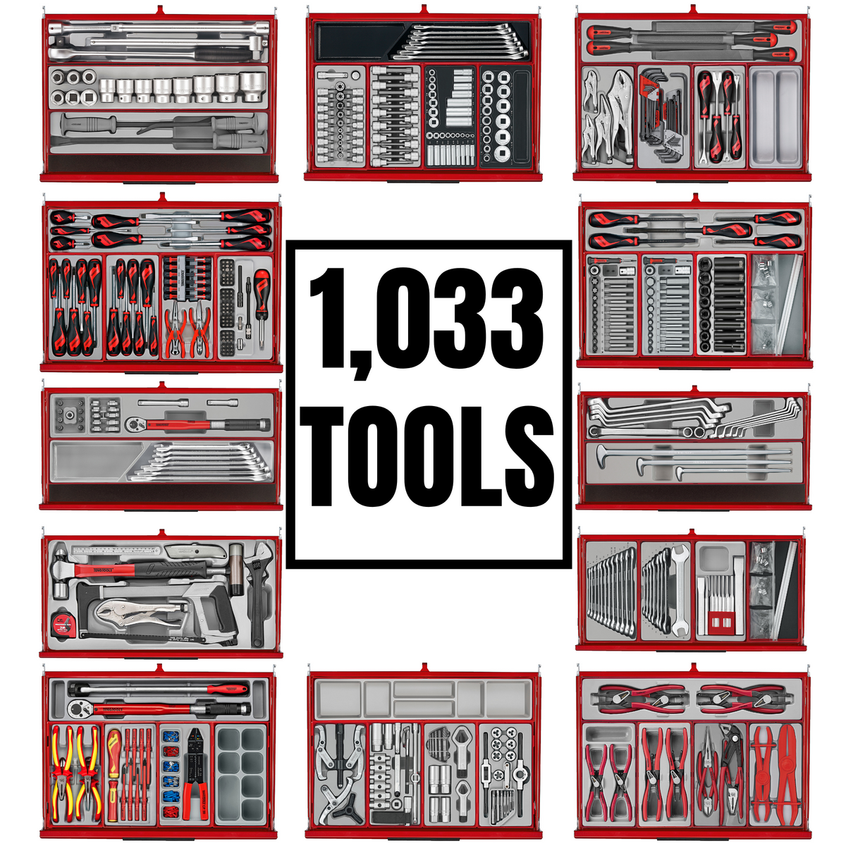 Teng Tools 1033 Piece Mega Master Tool Kit Bundle (No Storage) - TKS26 ...