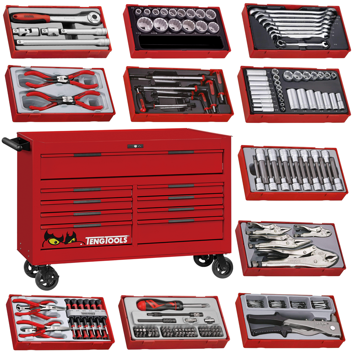 Teng Tools 515 Piece PRO35 53 Inch Wide Roller Cabinet Tool Kit - TCW8 ...
