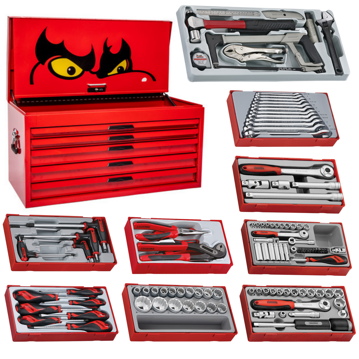 Teng Tools 115 Piece 37 Inch Wide 5 Drawer Mechanics Tool Kit - TC205N ...