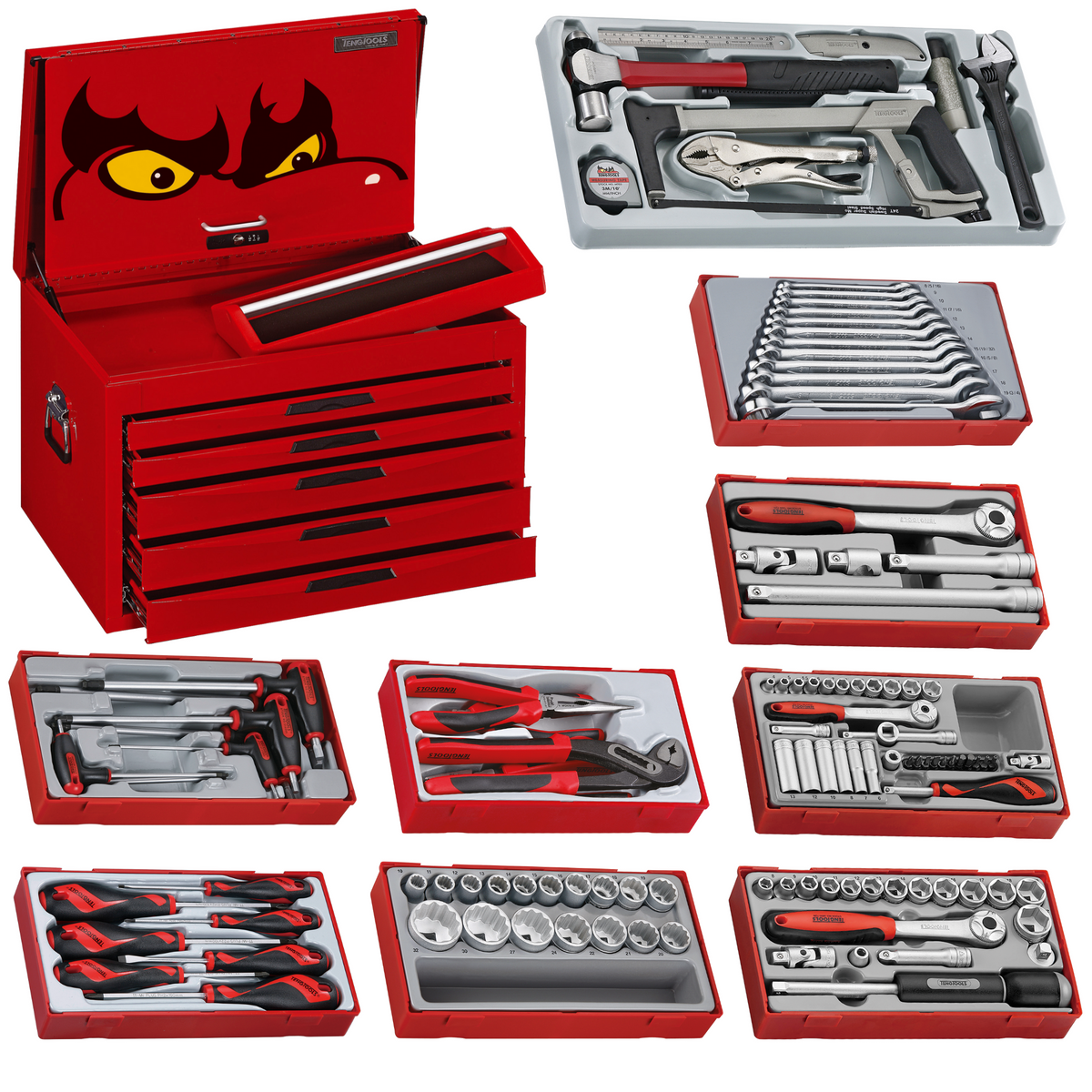 Teng Tools 115 Piece 26 Inch Wide 5 Drawer Deep Mechanics Tool Kit - T ...