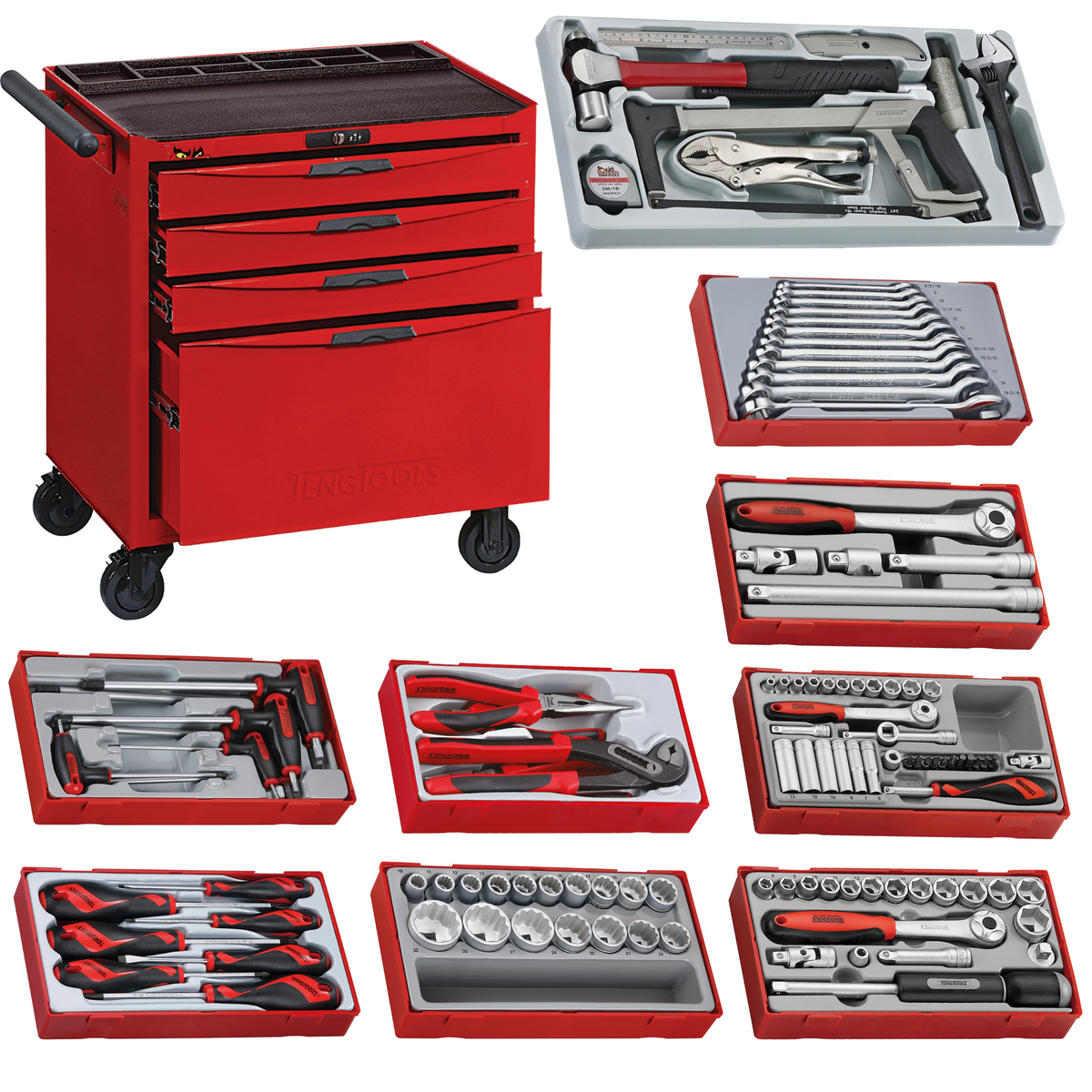 Teng Tools 115 Piece 26 Inch Wide 4 Drawer Mechanics Tool Kit - TEN-O ...