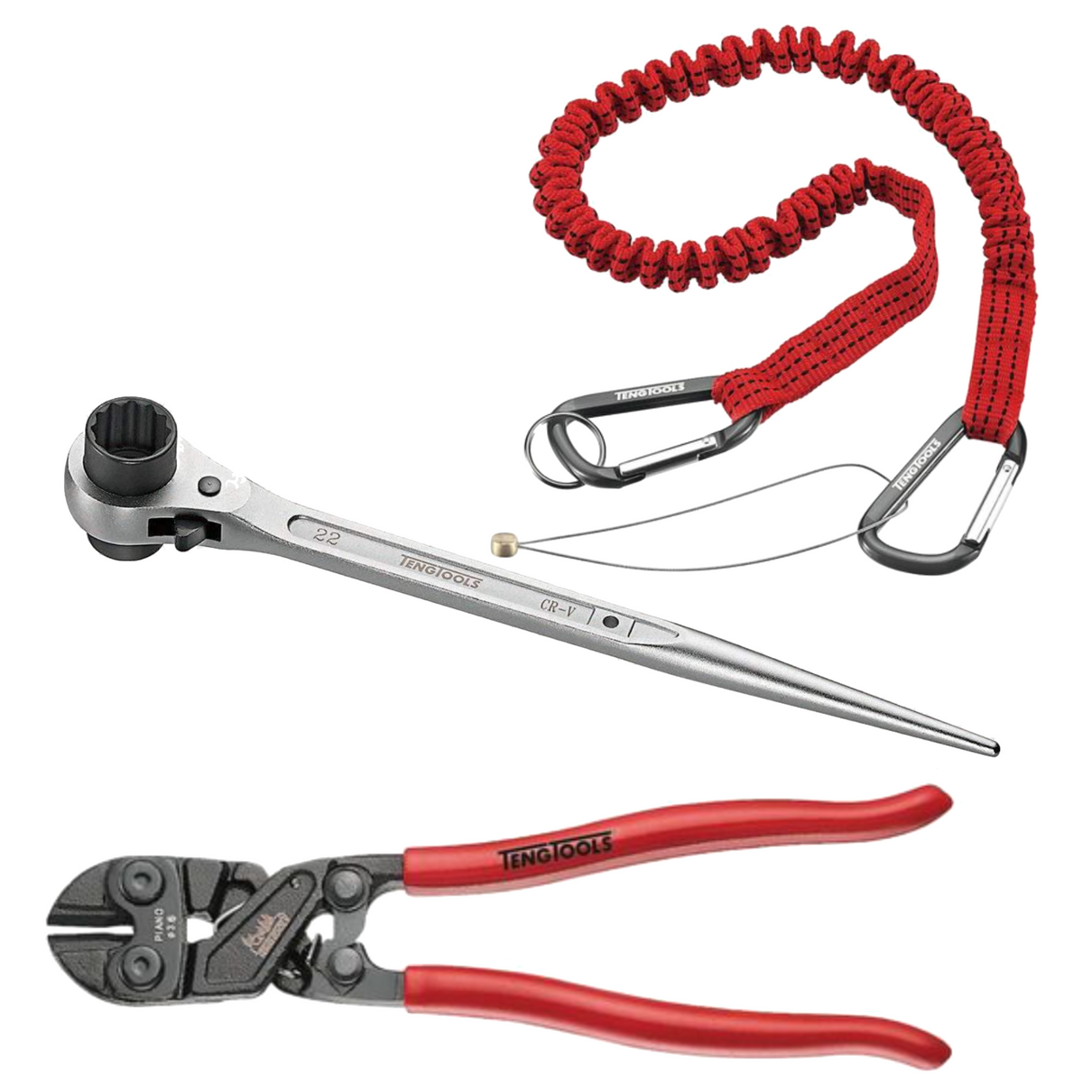 Teng Tools 19 x 22mm Scaffold Podger Wrench with 8 Inch Mini Bolt Cutt ...