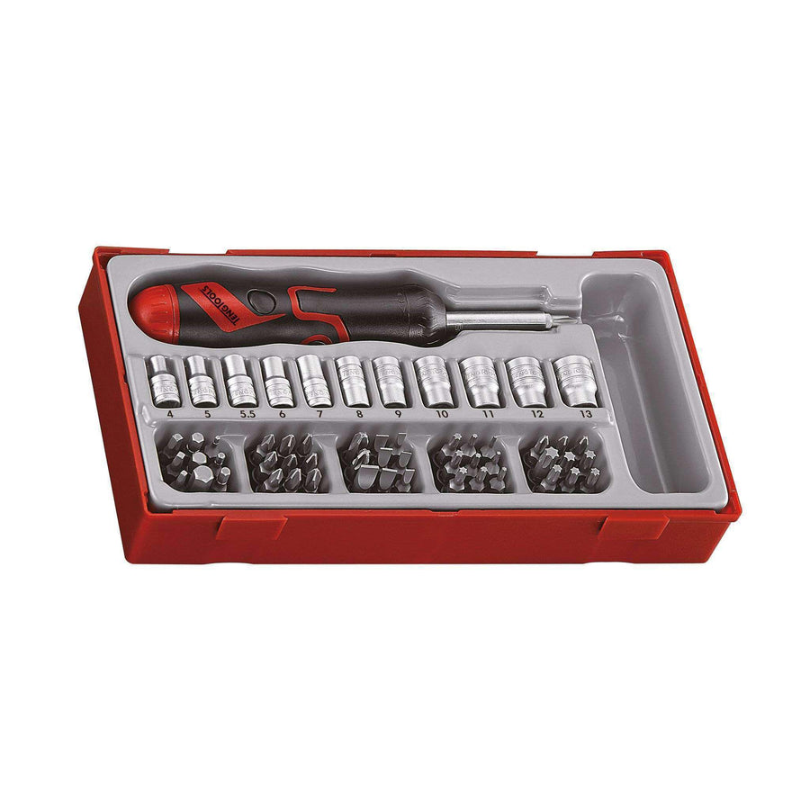 Teng Tools 64 Piece 1/4 Inch Drive Angled Ratcheting Bits, Sockets and ...