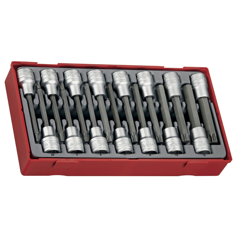 Teng Tools 15 Piece 1/2 Inch Drive 3.9 Inch Long Hex & TX Bit Socket S ...
