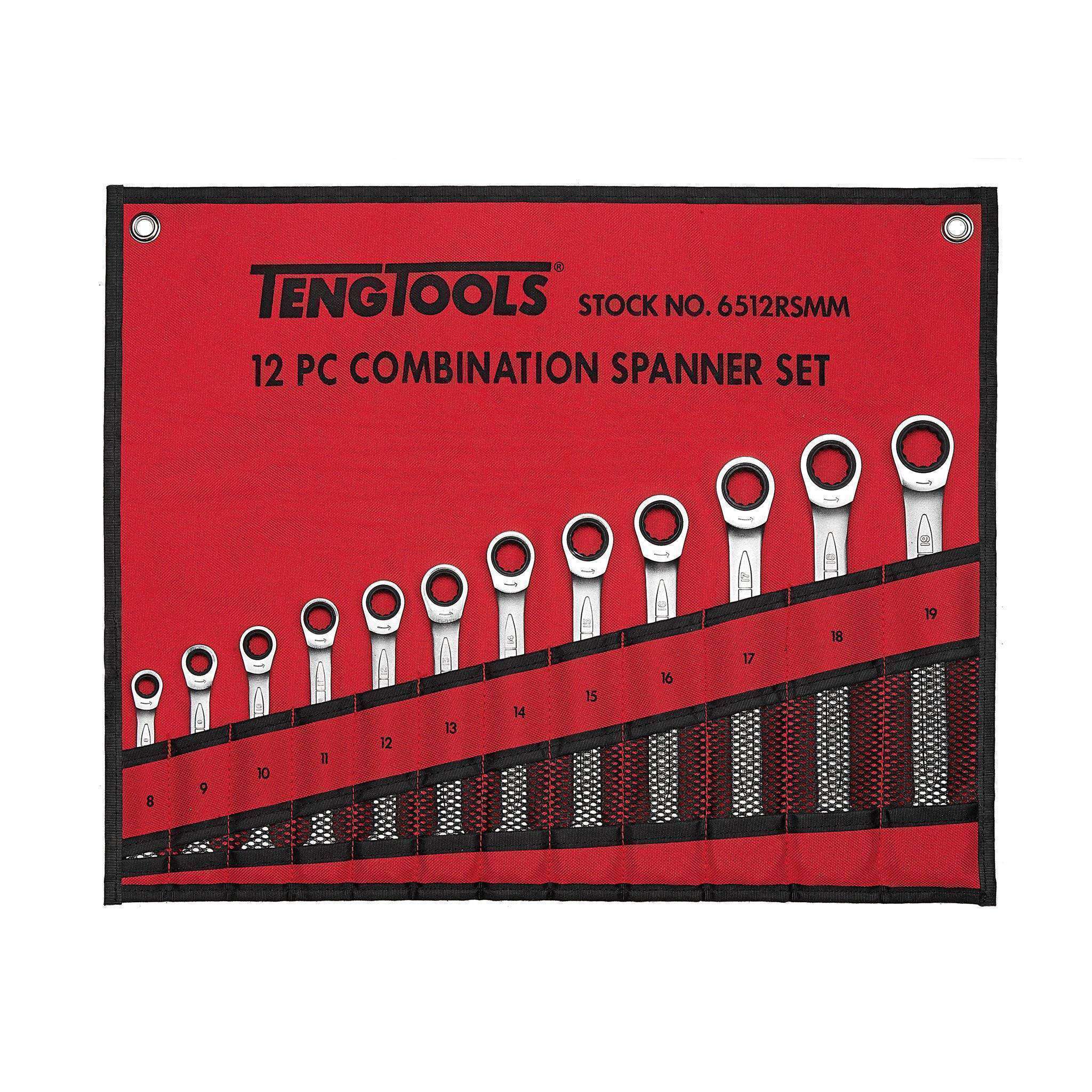 Teng Tools 12 Piece Ratcheting Combination Wrench Set (8mm - 19mm) - 6 ...