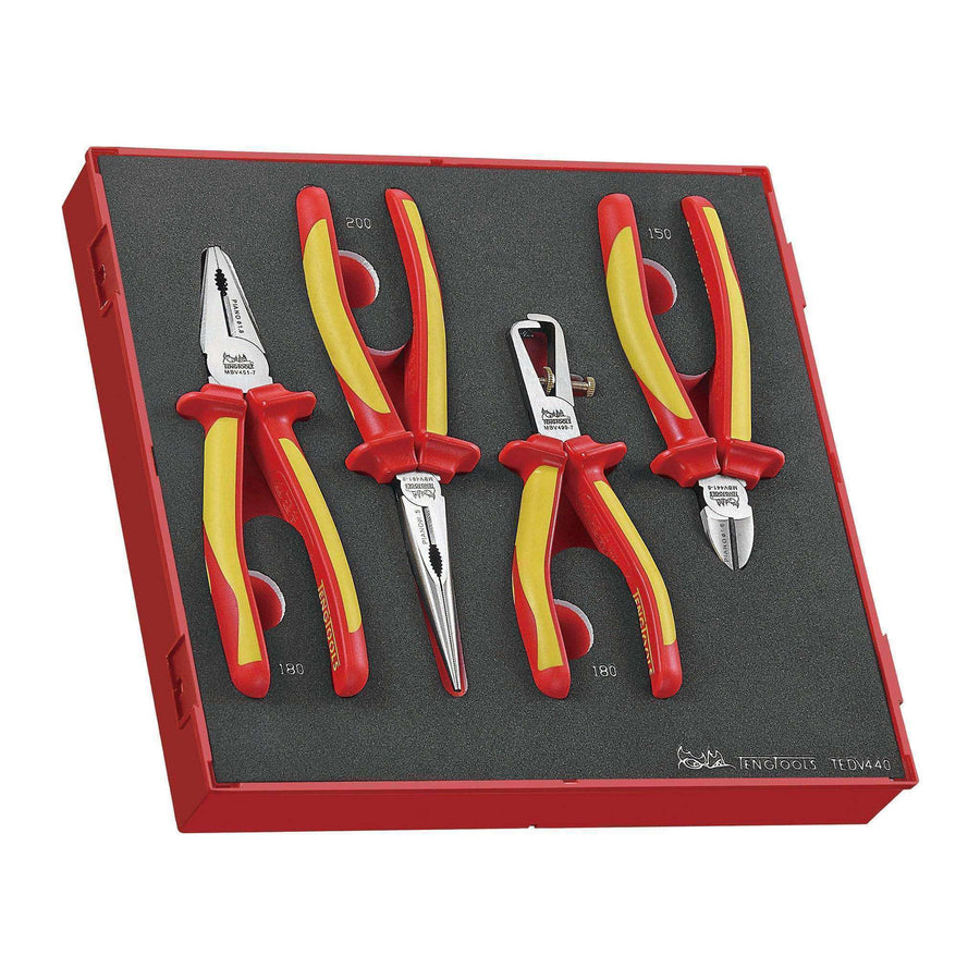 Teng Tools 4 Piece 1000 Volt Insulated Plier Set (Combination, Long No ...