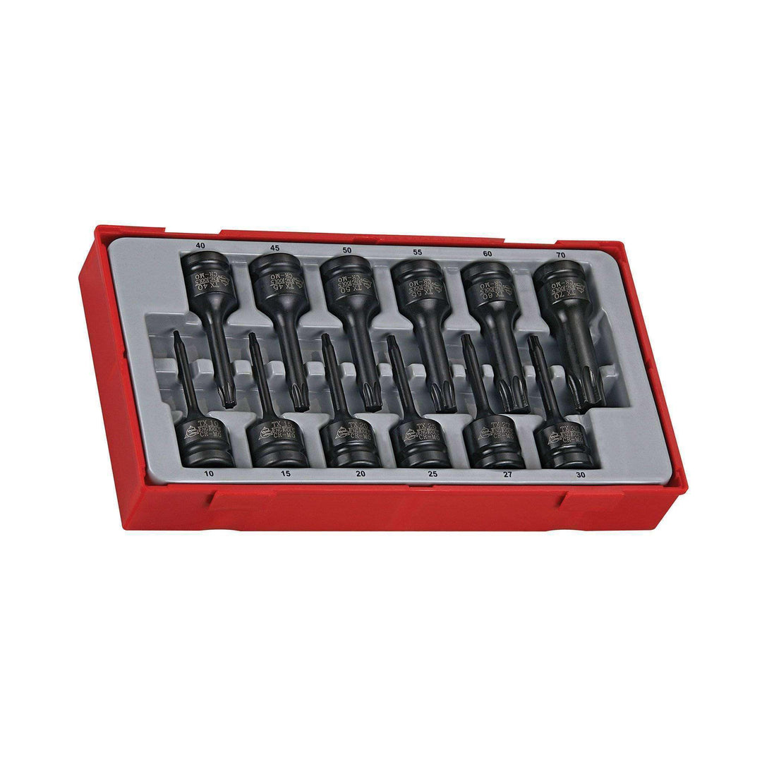 Teng Tools 12 Piece 1/2 Inch Drive Impact Torx Bit Socket Set (TX10 to ...