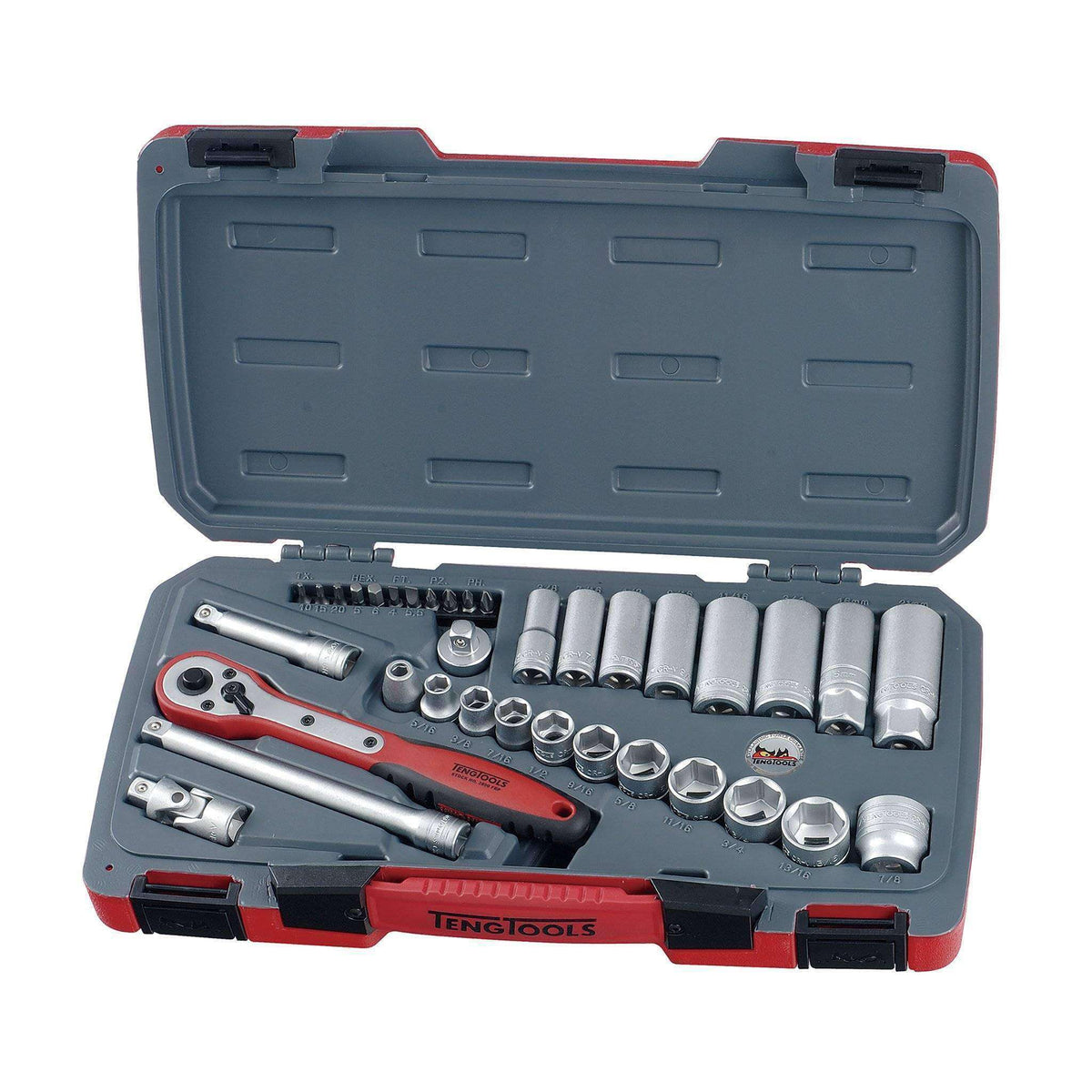 Teng Tools 35 Piece 3/8 Inch Drive 6 Point SAE Regular/Shallow & Deep ...