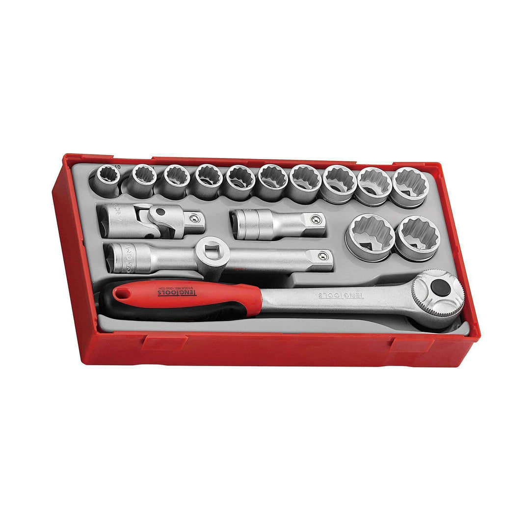 Teng Tools 17 Piece 1/2 Inch Drive Metric 12 Point Regular/Shallow Soc ...