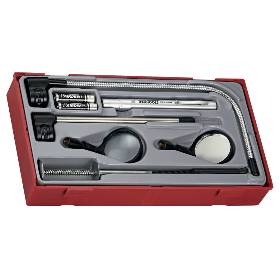 Teng Tools 8 Piece LED Torch, Pick Up Tool, Magnifying Glass & Inspect ...