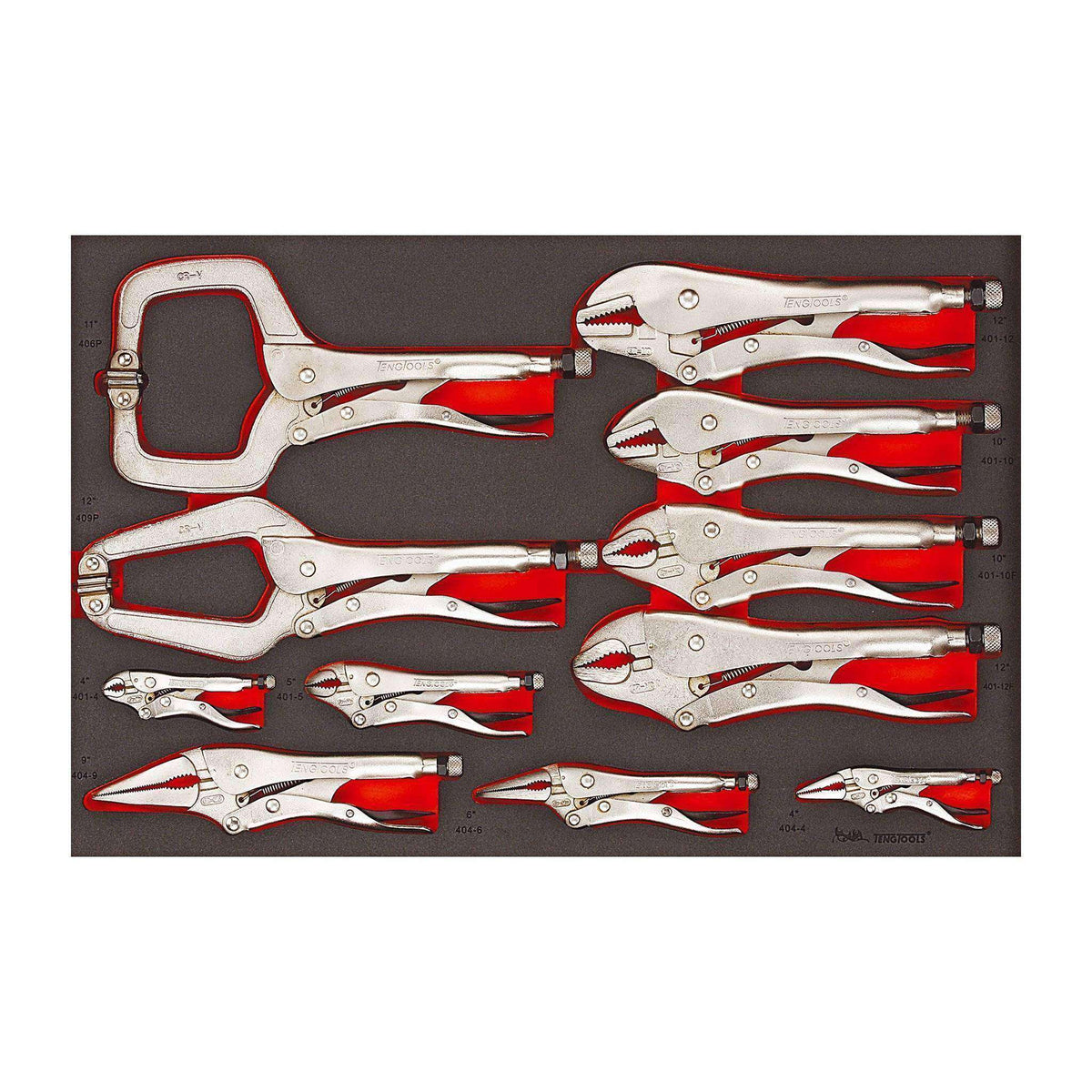 Teng Tools 11 Piece Round Jaw, Flat Jaw, Long Nose, Clamp Power Grip L ...