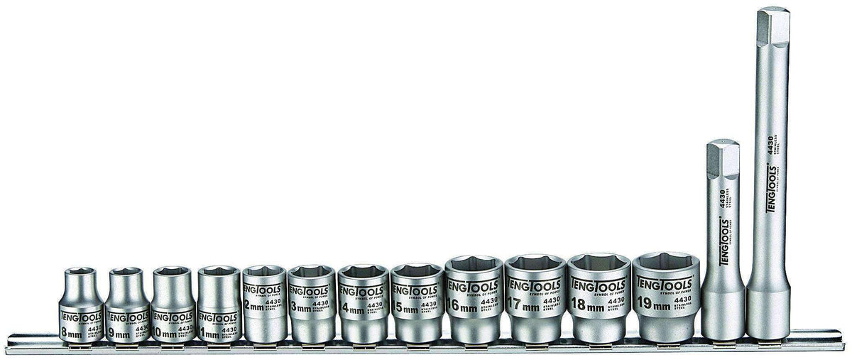 Teng Tools 14 Piece 3/8 Inch Drive Stainless Steel Socket Set - MS3814 ...