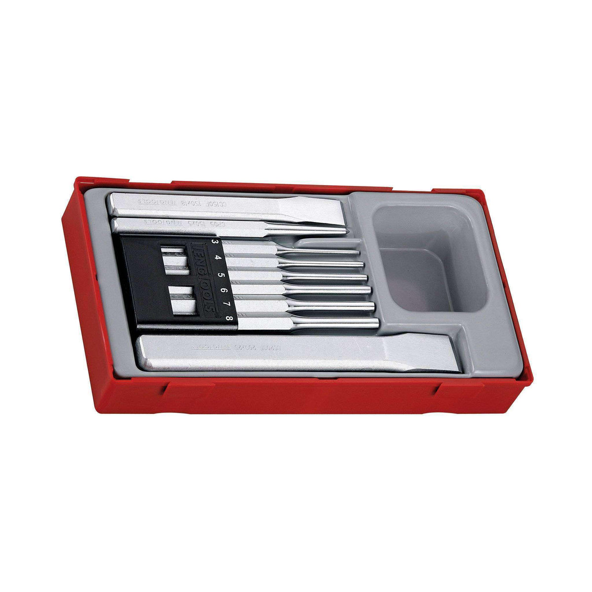 Teng Tools 9 Piece Parallel Pin Punch, Flat Cold Chisel and Centre Pun ...