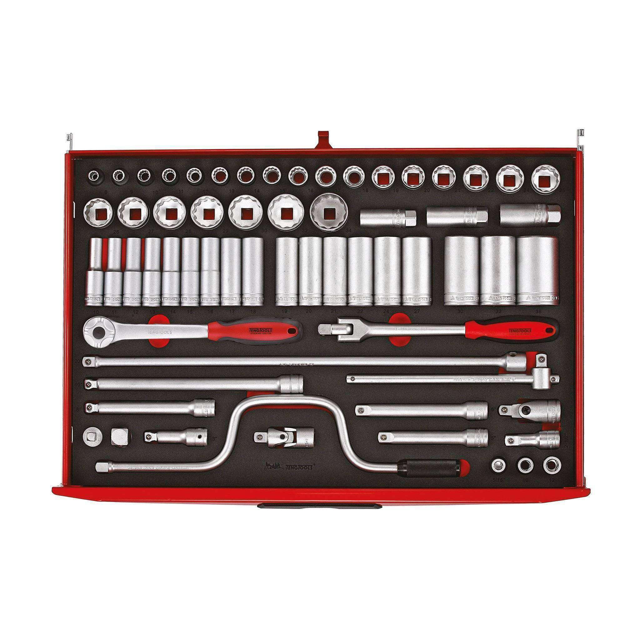 Teng Tools 63 Piece 1/2 Inch Drive 12 Point Metric Regular/Shallow & D ...